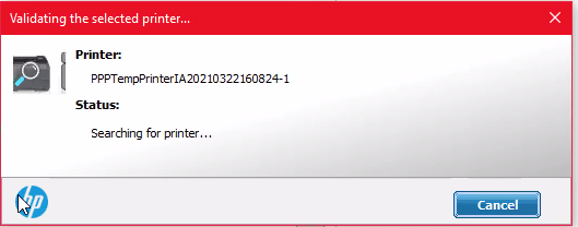 Printing to HP printer using universal driver gives pop-up